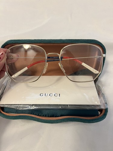 New GUCCI Oversized Reading Glasses GG0396O 002 56-18 Large Gold Frames ...