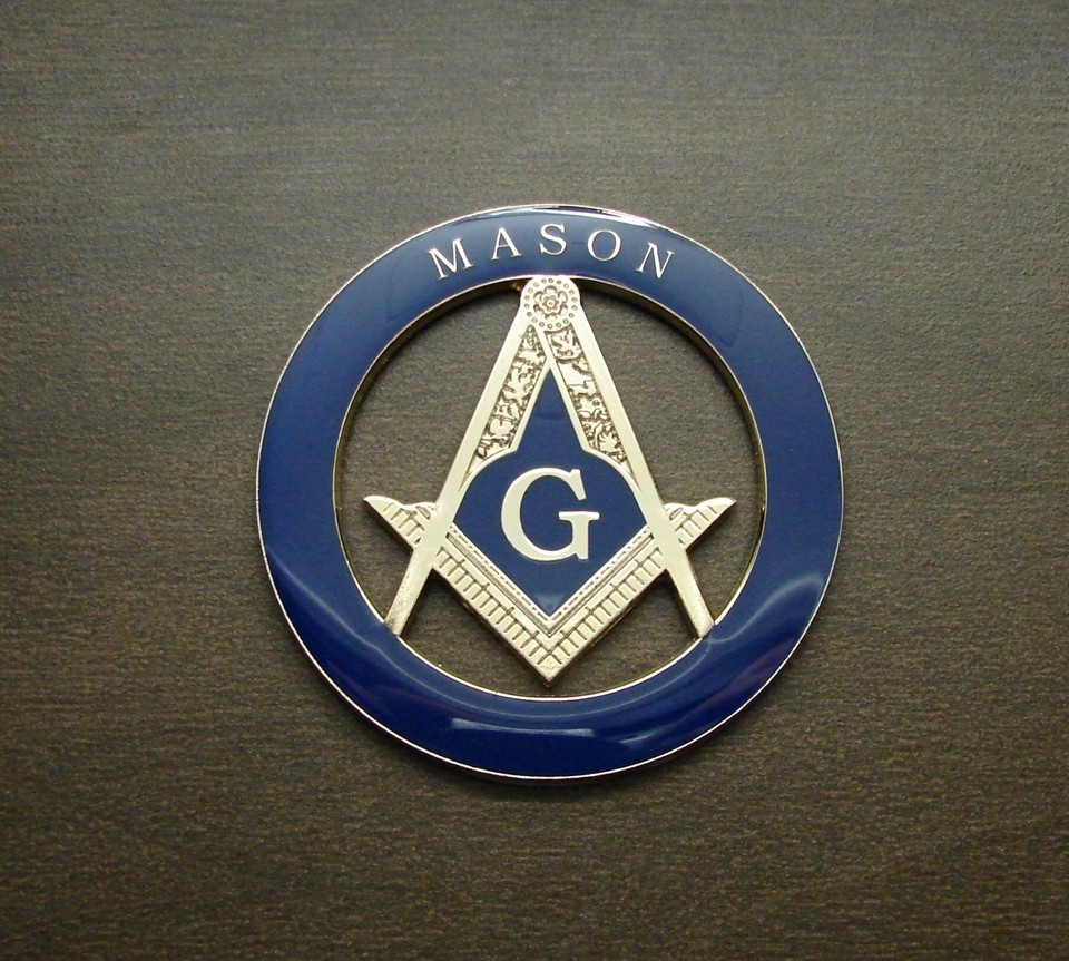 FREEMASON MASONIC CAR EMBLEM HEAVY DUTY ALLOY GOLDEN AND DARK BLUE ...