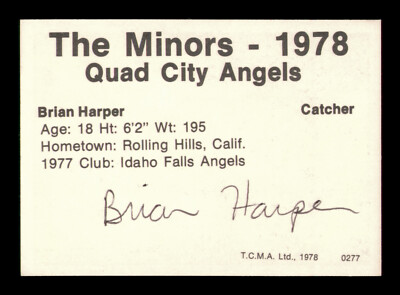 Brian Harper Autographed 1978 TCMA RC #277 Quad City Angels SKU #231734 ...