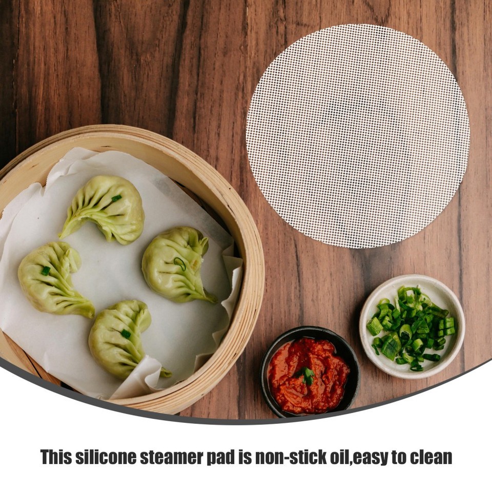 5 Pcs Silicone Steamer Mesh Non Stick Pad Round Dumplings Mat Diameter ...