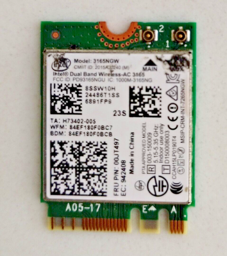 Intel Dual Band Wireless AC 3165 M.2 433Mbps Wifi + Bluetooth 4 Card ...