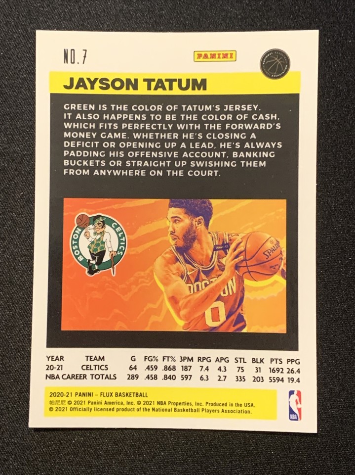2020-21 Panini Flux - Jayson Tatum Base Card #7 - Boston Celtics | eBay