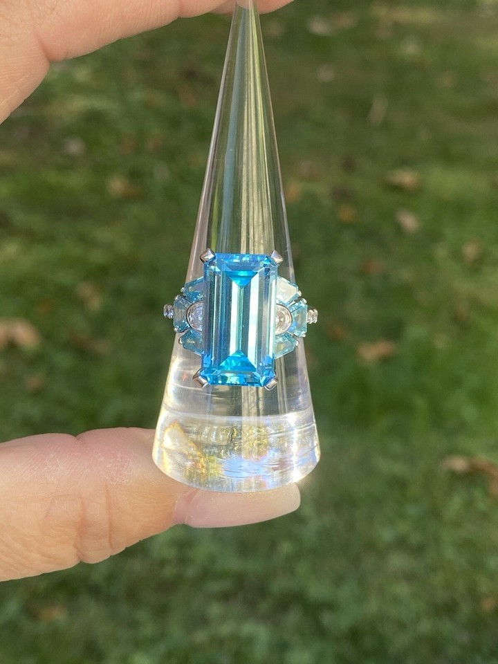 Jean Dousset Sterling Silver Absolute & Simulated Blue Topaz Cathedral ...