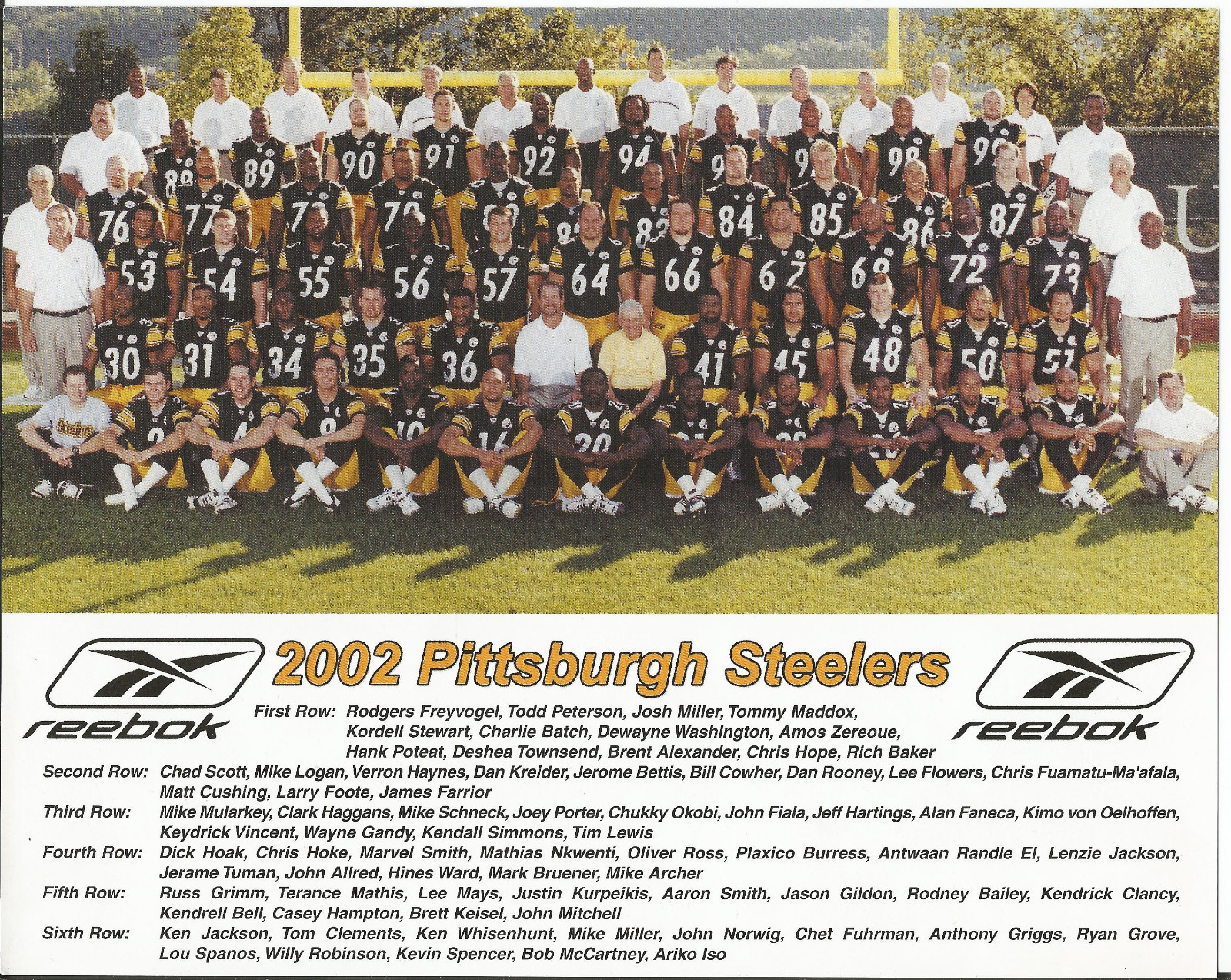 2002 PITTSBURGH STEELERS Official Team Picture EX+ | eBay