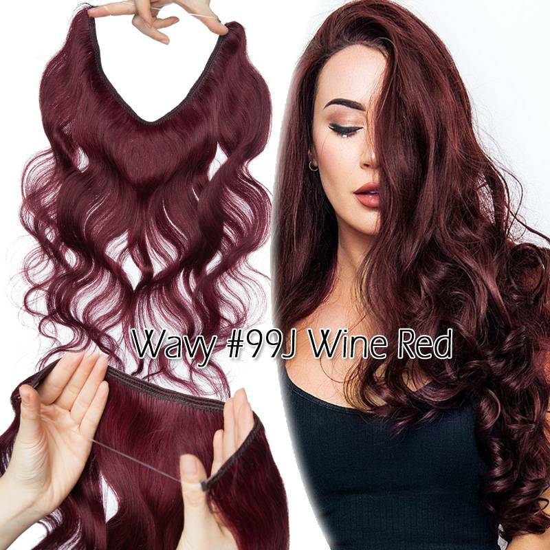 Secret Wire In 100% REAL Human Hair Extensions Hidden 120G Wrap On Band ...