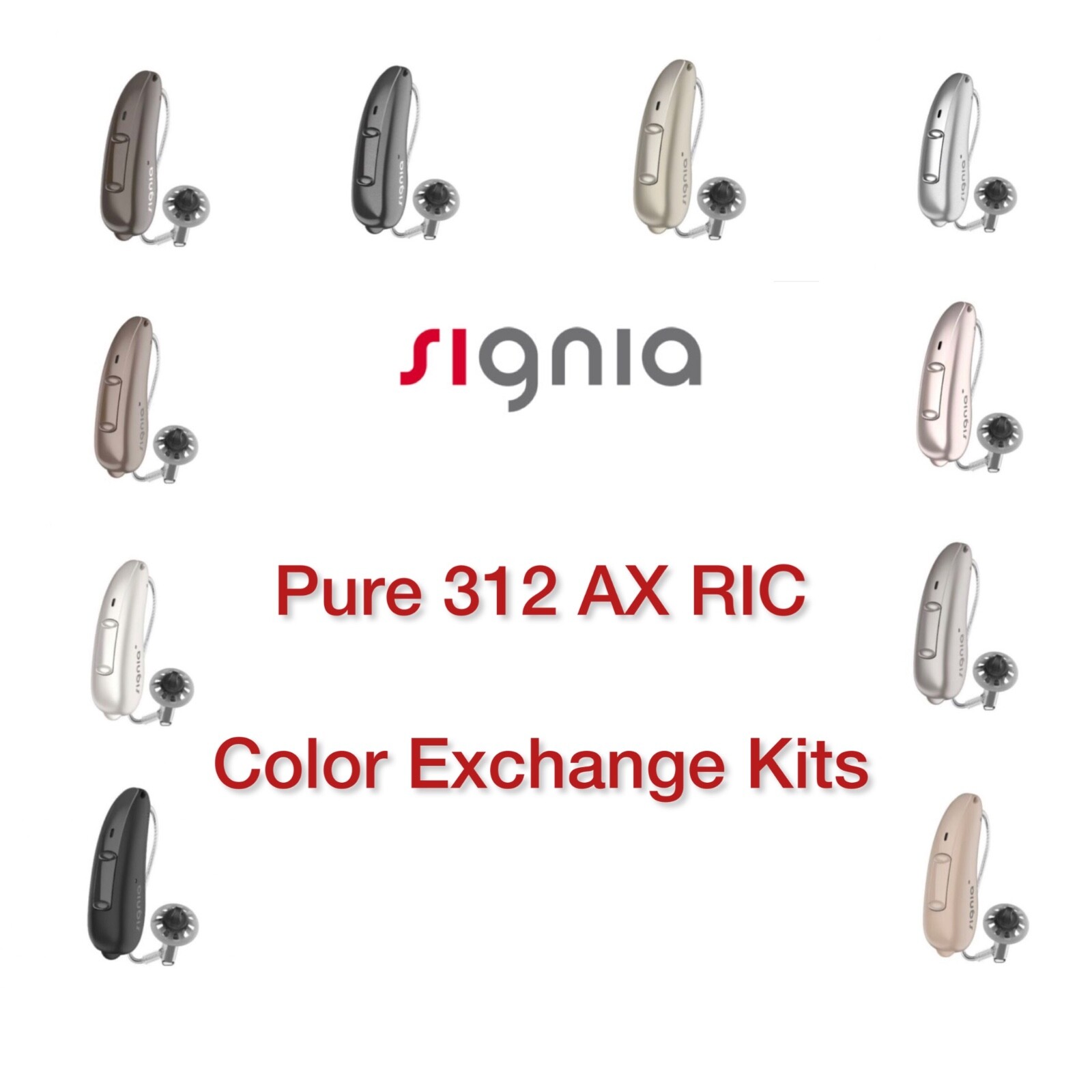 Signia Pure 312 AX RIC Color Exchange Kits - All Color options ( Case ...