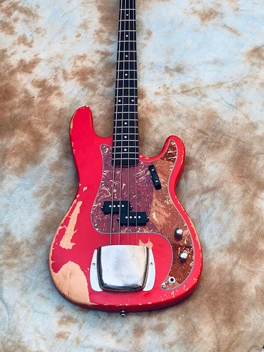 New Electric Bass Guitar, 4 String, Aged Relic Candy Apple Red, High ...