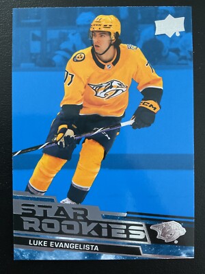 Luke Evangelista 2023-24 Upper Deck Star Rookies Blue Parallel RC Card ...