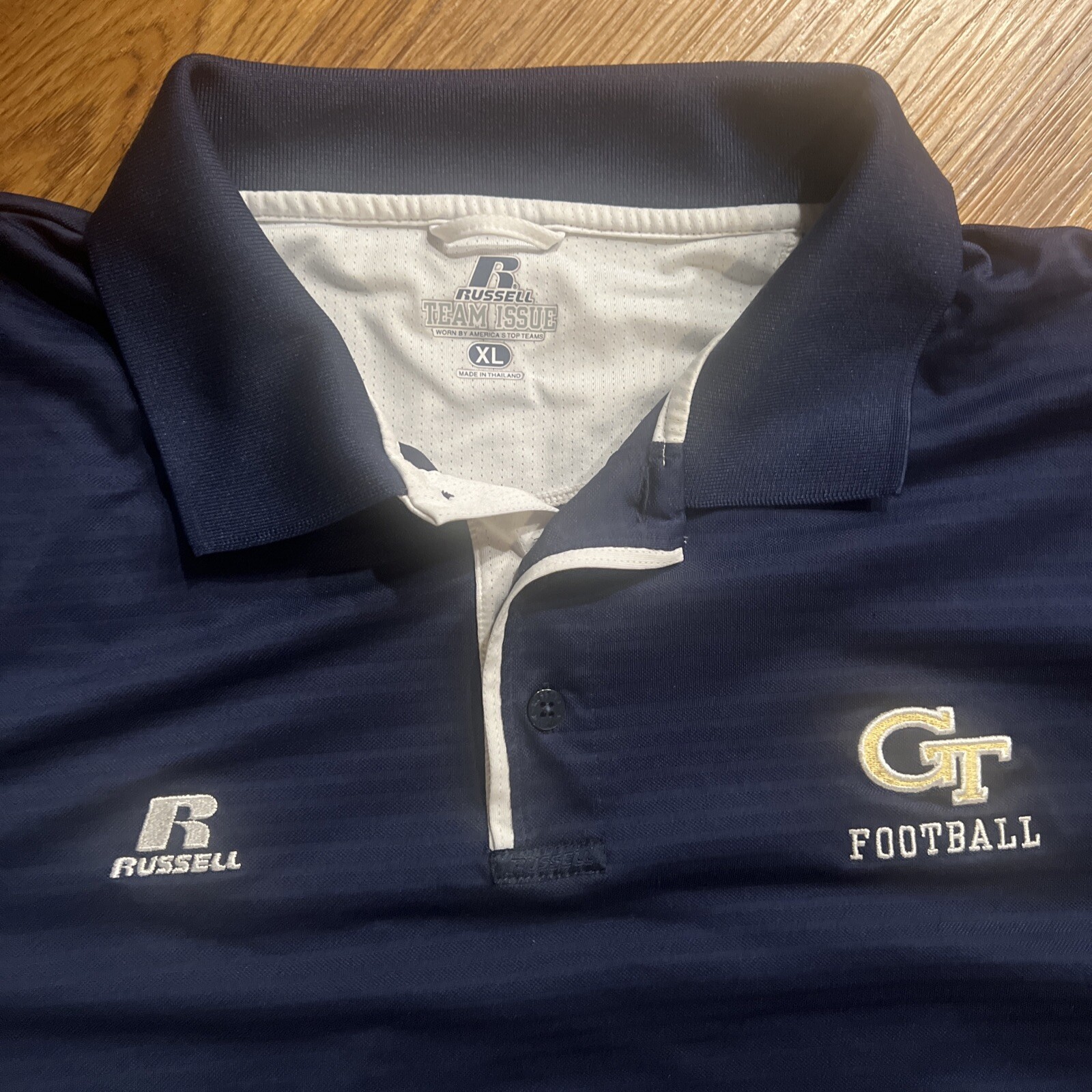Georgia Tech Polo Shirt Mens Navy Size XL New Russell Team Issue Short ...