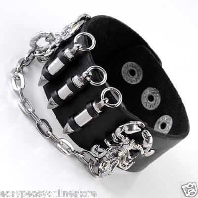 Leather Goth Steampunk Style bracelet wrist cuff wristbands gothic ...