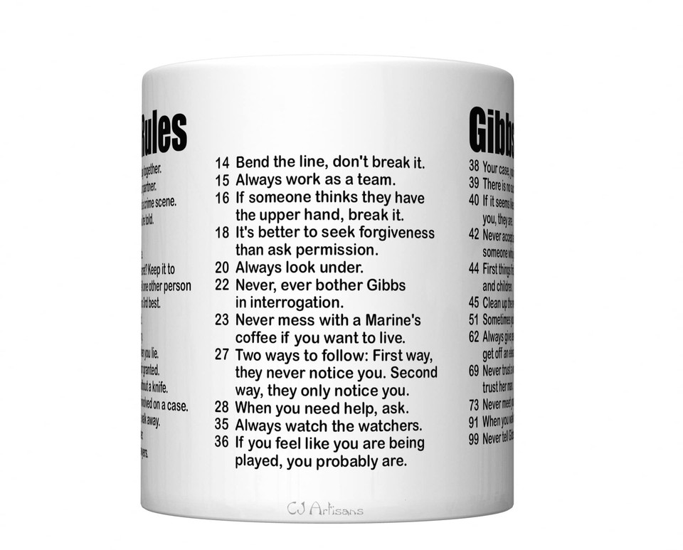 Ncis 2023 Gibbs' Rules Coffee Mug all 38 Rules | eBay