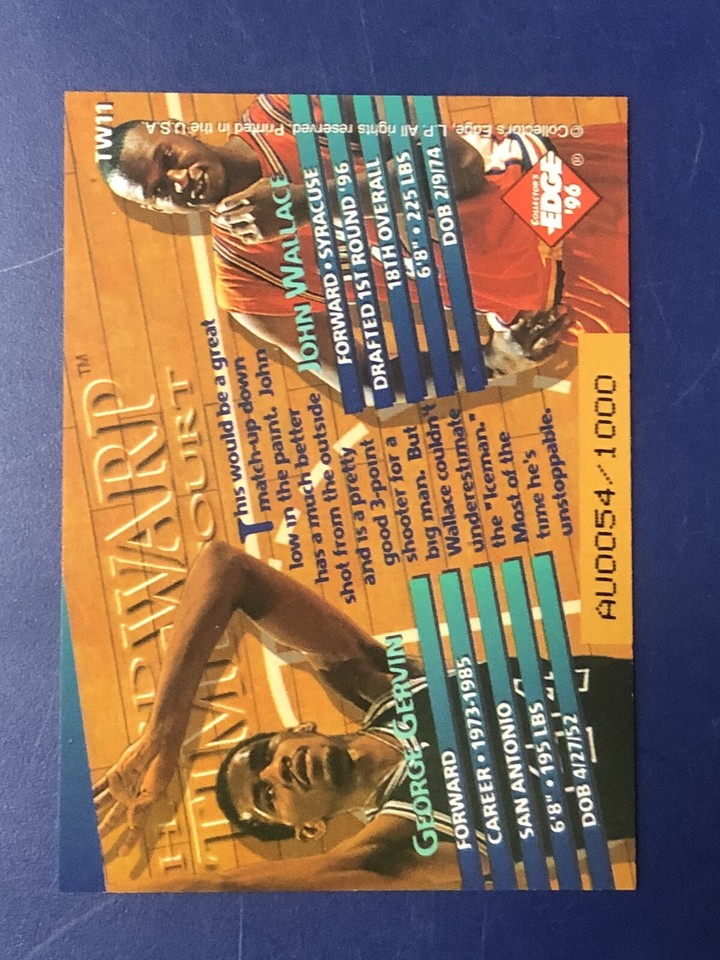 1996 Rage Time Warp Gold /1000 John Wallace George Gervin Rookie RC HOF ...