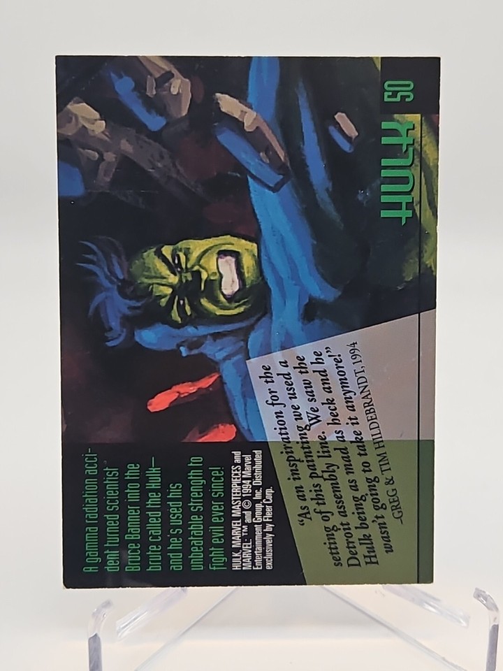 1994 Fleet Marvel Masterpieces HULK #50 Collector's Card | eBay