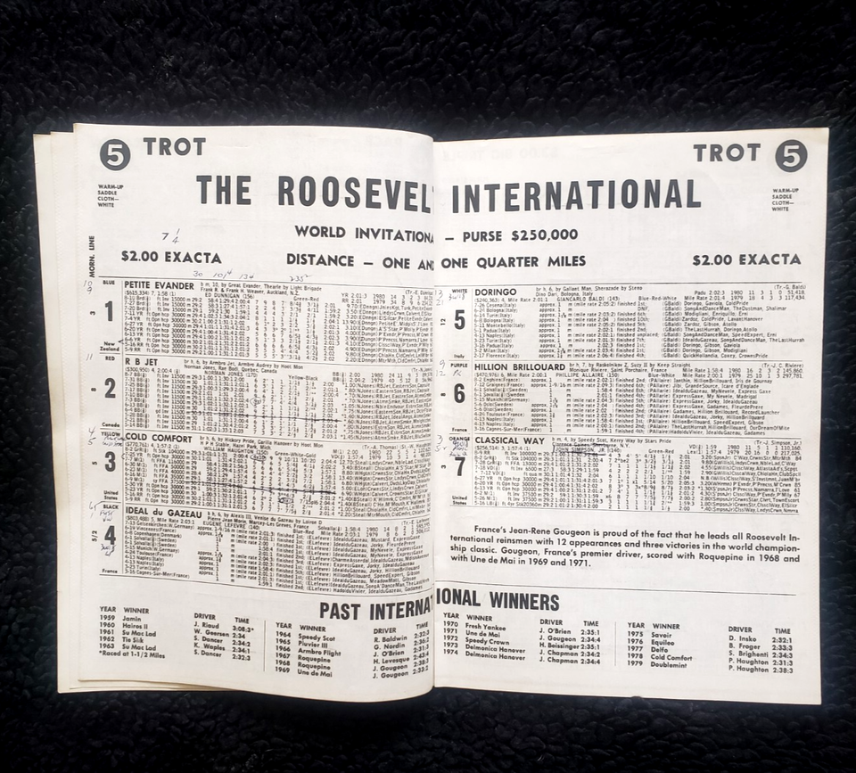 1980 Roosevelt Raceway harness racing program international Trot | eBay