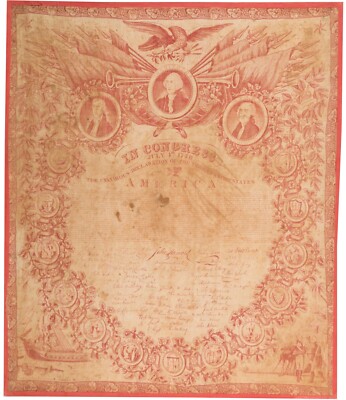 RARE Original 1826 Declaration of Independence Cotton Textile - Collins ...