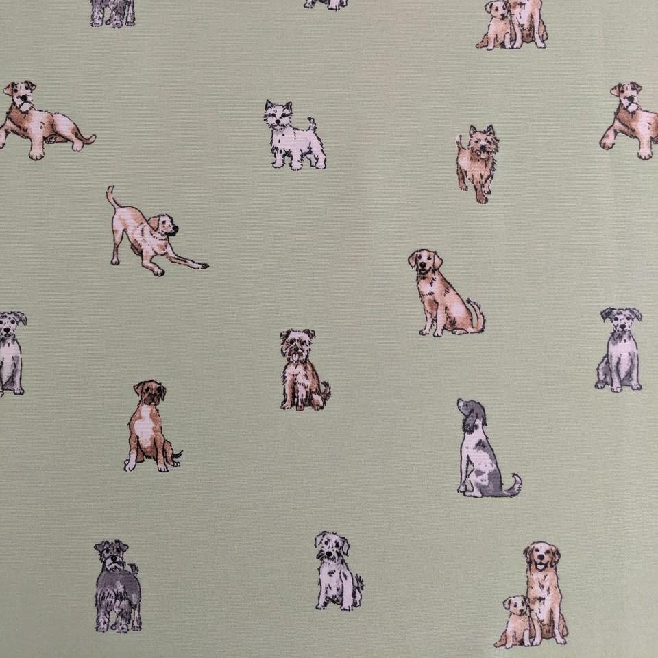 Shabby Dogs Design Cotton Rich Linen Fabric Curtaining & Upholstery 54 ...