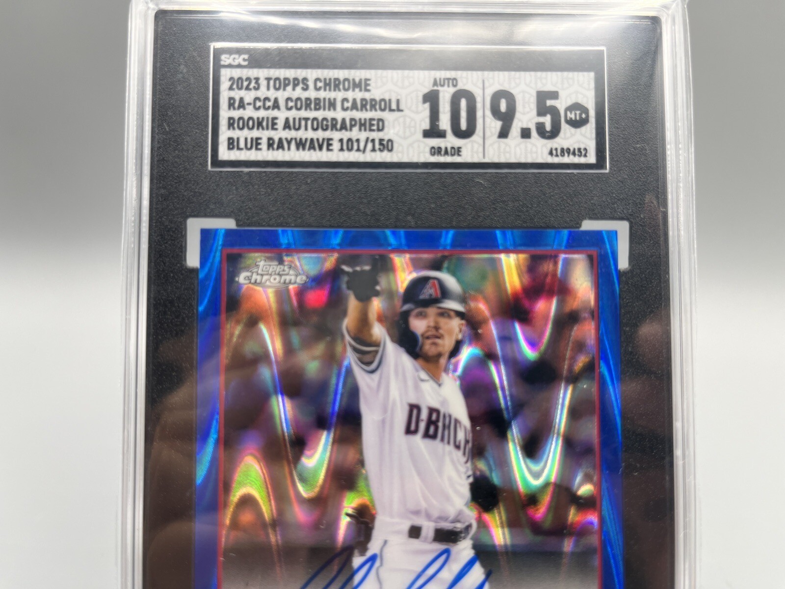 2023 Topps Chrome Corbin Carroll Auto Blue Raywave SGC 9.5 Auto 10 101/ ...