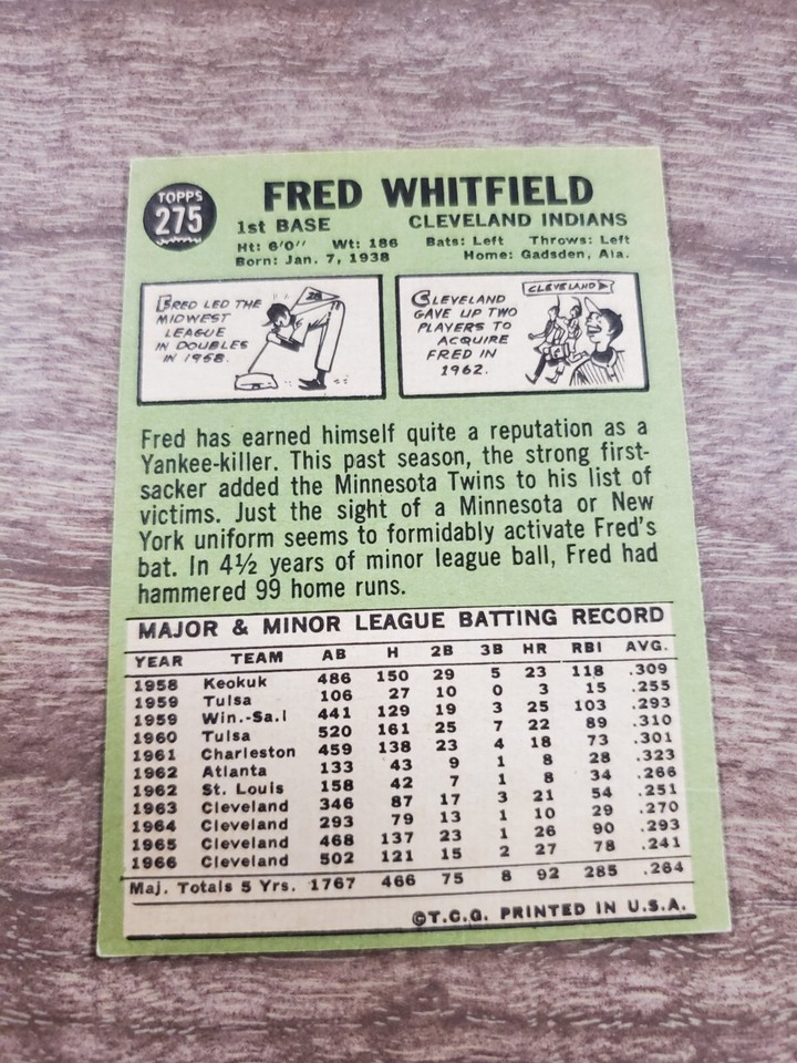 Fred Whitfield 1967 Topps #275 | eBay
