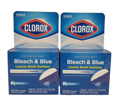 Clorox Ultra Clean Toilet Tablets Bleach & Blue, Rain Clean, 2 x 2 ...