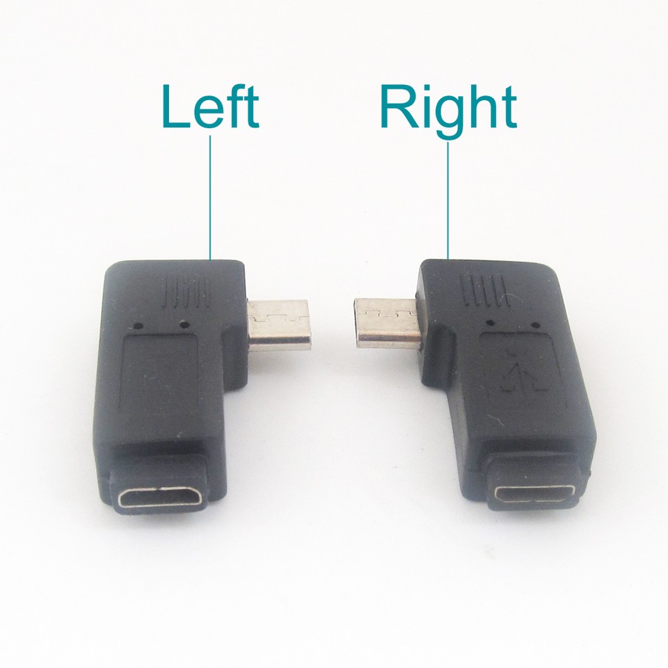 10pcs Micro USB 5Pin Male To Female Right Angle 90D Extension Adapter ...