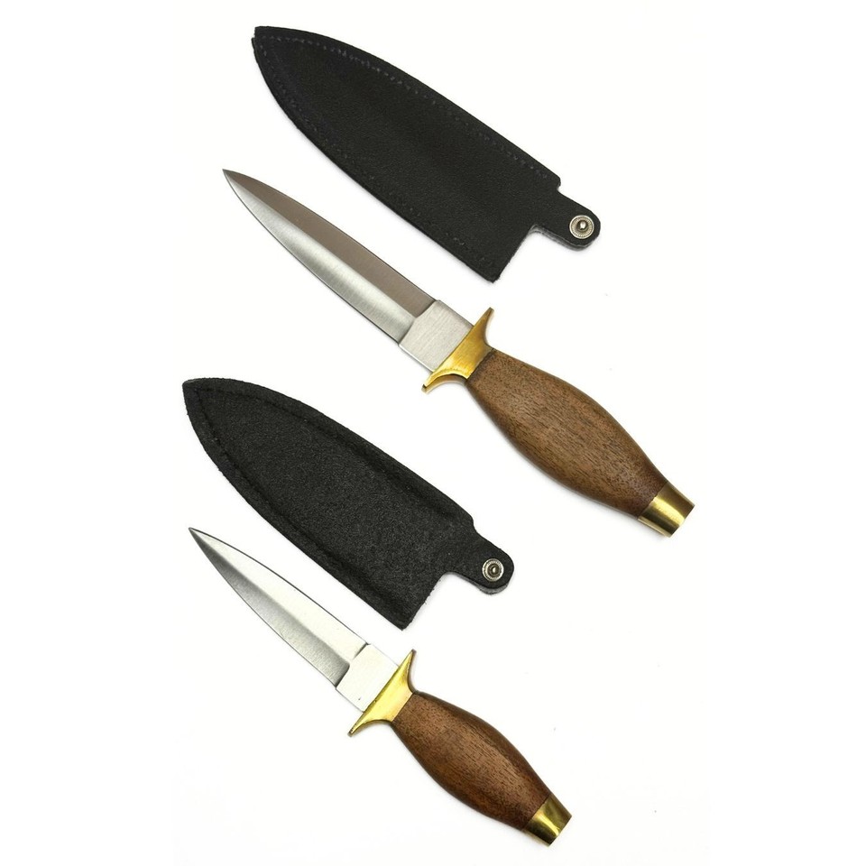Double Edge Boot Knife with Wooden Handle | eBay