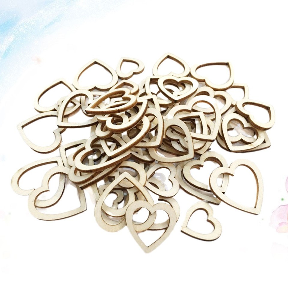200Pcs Heart Wooden Chips for Valentine Day Wedding Table Scatter ...
