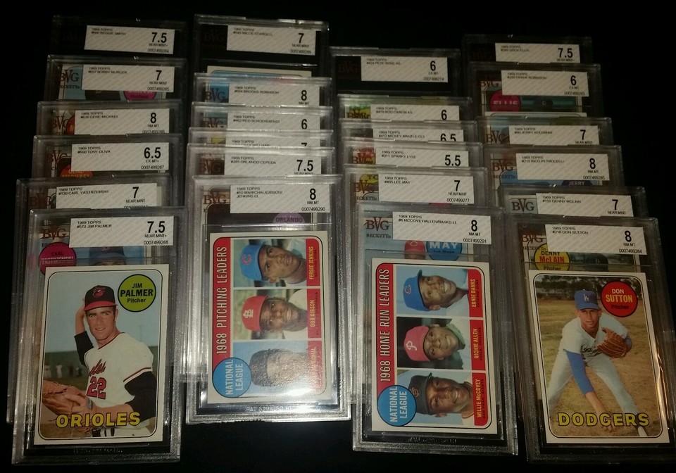 1969 TOPPS COMPLETE SET MANTLE RYAN JACKSON MAYS ROSE AARON BENCH PSA 7 ...