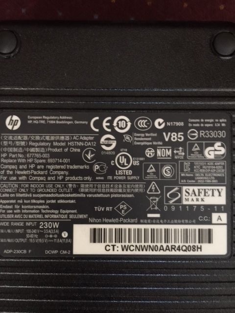 Origin HP 230W AC Power Supply for HP laptops and all in one desktops ...