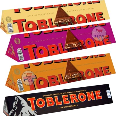 4 Mixed Toblerone Multi-Flavour 360g - Milk,Fruit & Nut,White & Dark ...