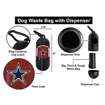 Pets First NFL Poop Bag Dispenser with Clip & Durable, Leakproof Dog ...