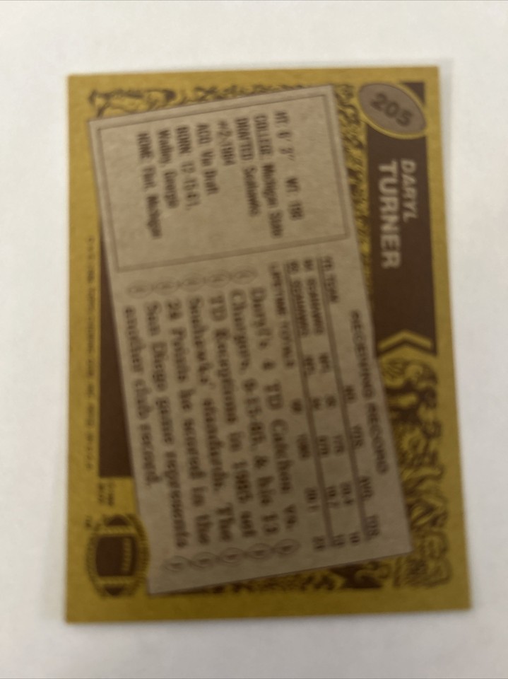 1986 Topps Football Card #206 Daryl Turner Seattle Seahawks Nm Free ...