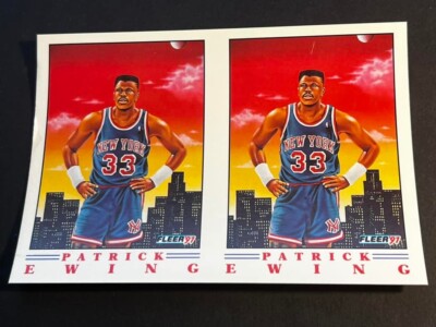 Box 2: 1991 Fleer Pro Visions 2-card UNCUT PANEL Patrick Ewing Knicks ...