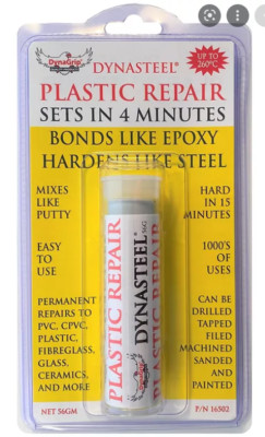 DynaGrip QuikSteel Plastic Repair - 56g SETS IN 4 MINUTES HARDENS LIKE ...