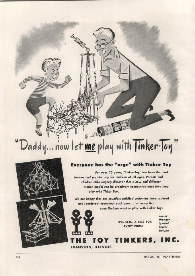 1951 PAPER AD Hubley Toys Cap Gun Pistols Tinker Toys Toy Tinkers 35 ...