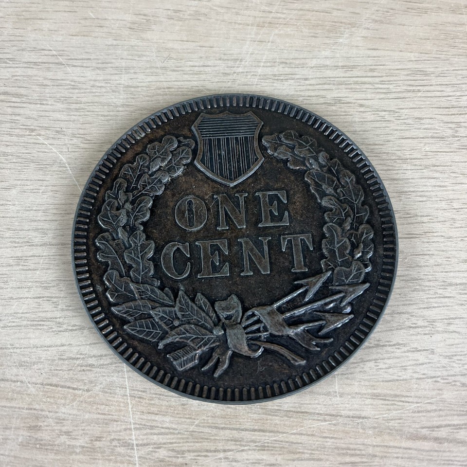 Vintage Oversized 3" 1877 Novelty Indian Head Penny Large Coin One Cent ...