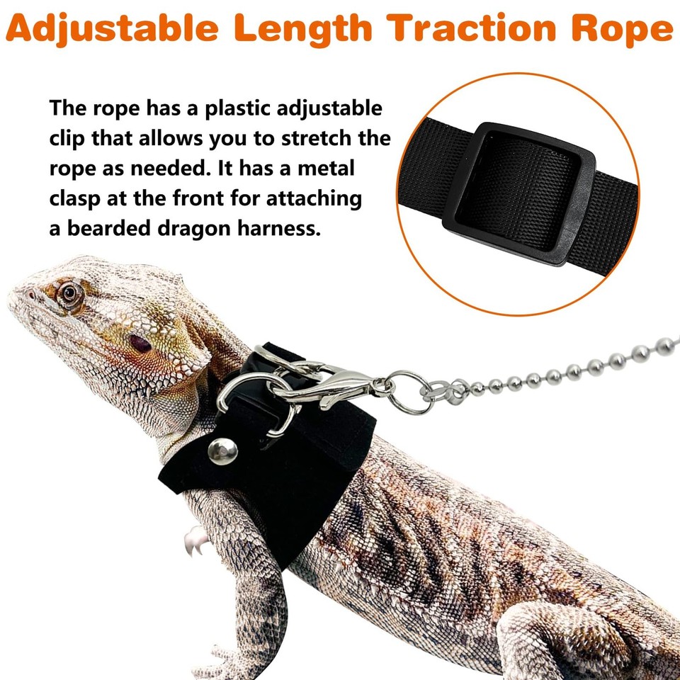 3 Size Bearded Dragon Harness and Leash Set Adjustable Soft Leather ...