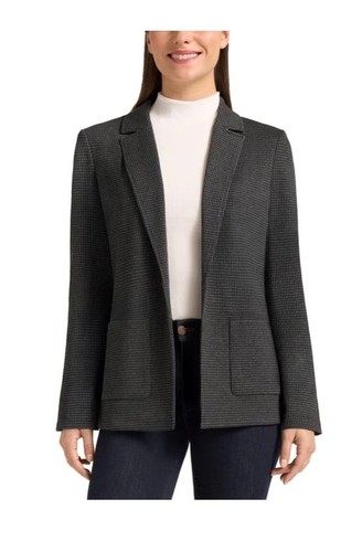 Matty M Womens Blazer Dark Gray Grey Knit Houndstooth Stretch Pockets ...