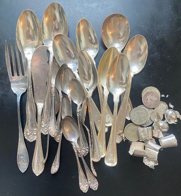 Lot of (454 grams) scrap sterling silver and coin silver. | eBay