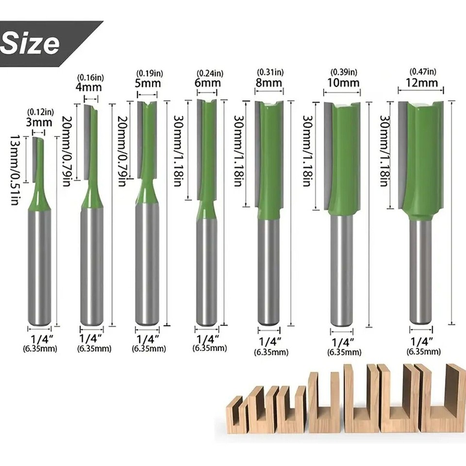 3/4/5/6/8/10/12mm Tungsten Carbide Router Bit Set Cut Wood with ...