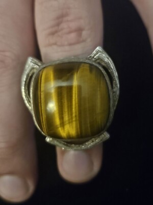 Jayem Sterling Silver Rep Of South Africa Huge 25G Ring (Tigers Eye ...