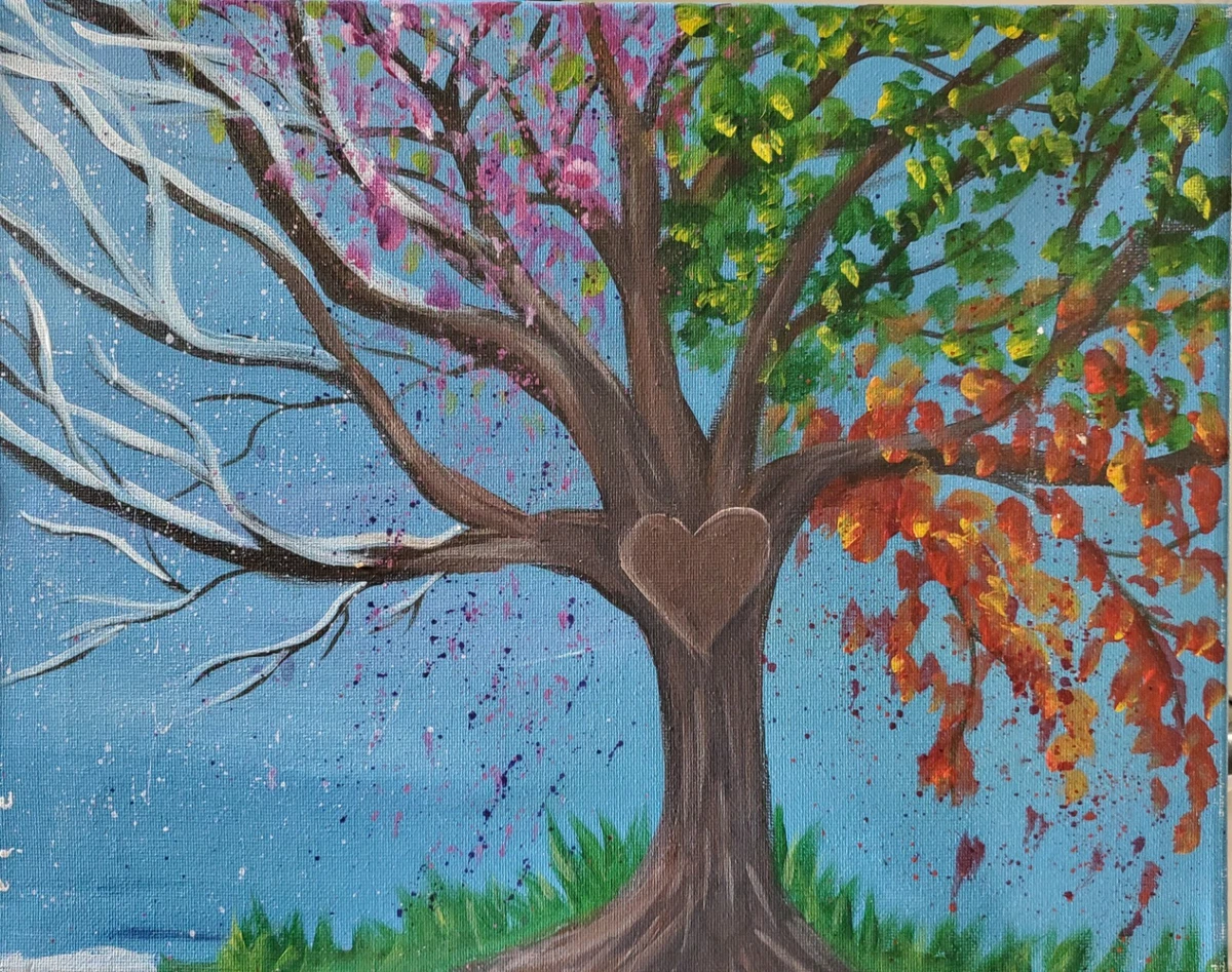 Acrylic Tree Paintings Seasons