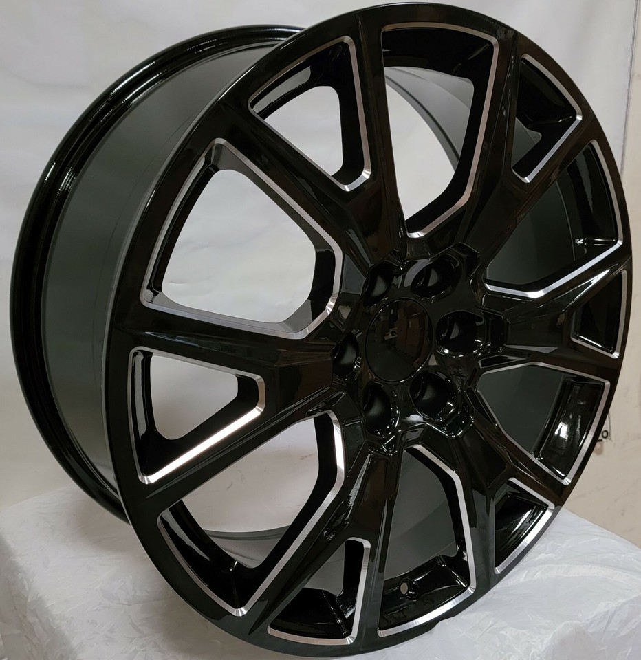 26 Chevy Replica Wheels Black Milled Rims Fit Yukon Sierra Tahoe ...