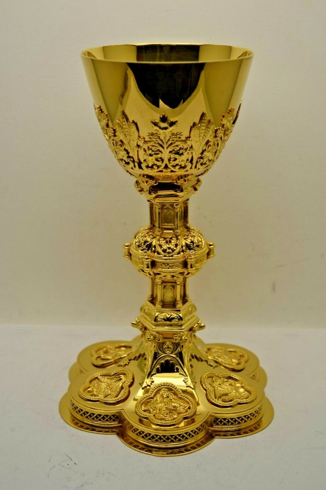 Nice Antique Traditional Gothic Chalice + All Sterling, All Gold Plated ...