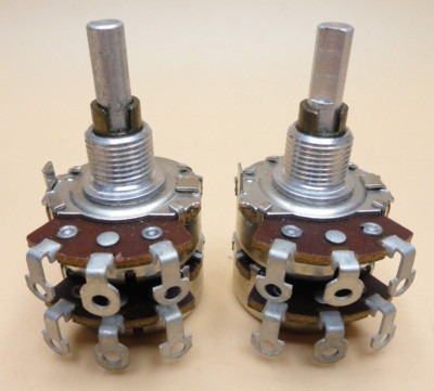 100K Dual-Gang Potentiometer, Short Shaft - Linear, Long Shaft - Log ...