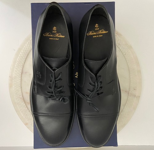 New BROOKS BROTHERS 1818 Captoe Oxford Black Italy Leather Dress Shoes ...
