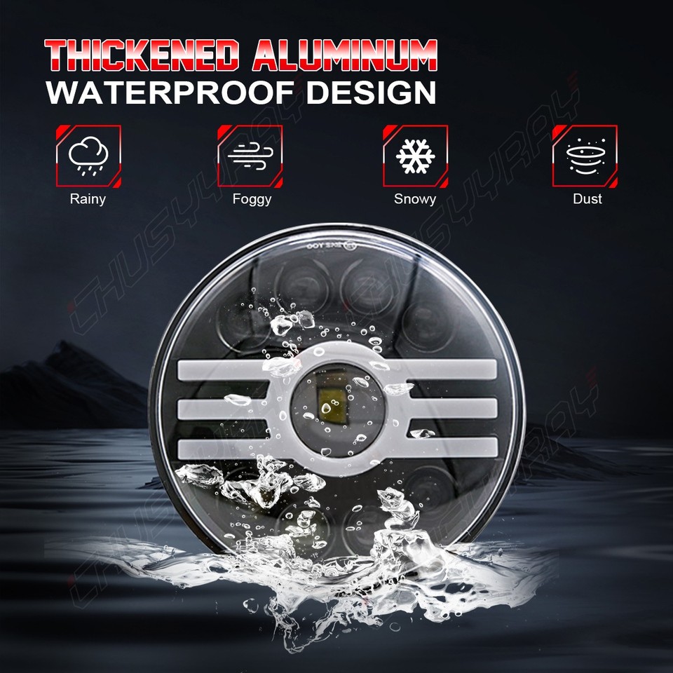 7inch Round LED Headlights H4 9003 Light Bulb for Chevy C10 C20 Pickup ...