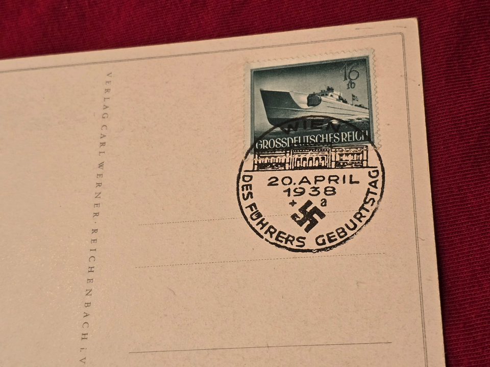 WW2 WWII German 1938 Nazi Propaganda Flower Postcard W Hitler Birthday ...