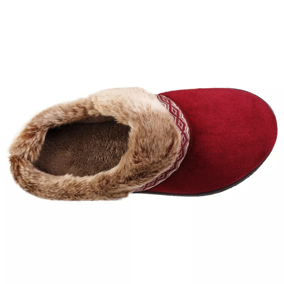 Isotoner Women's Eco-Comfort Memory Foam Faux Fur Erica Hoodback ...