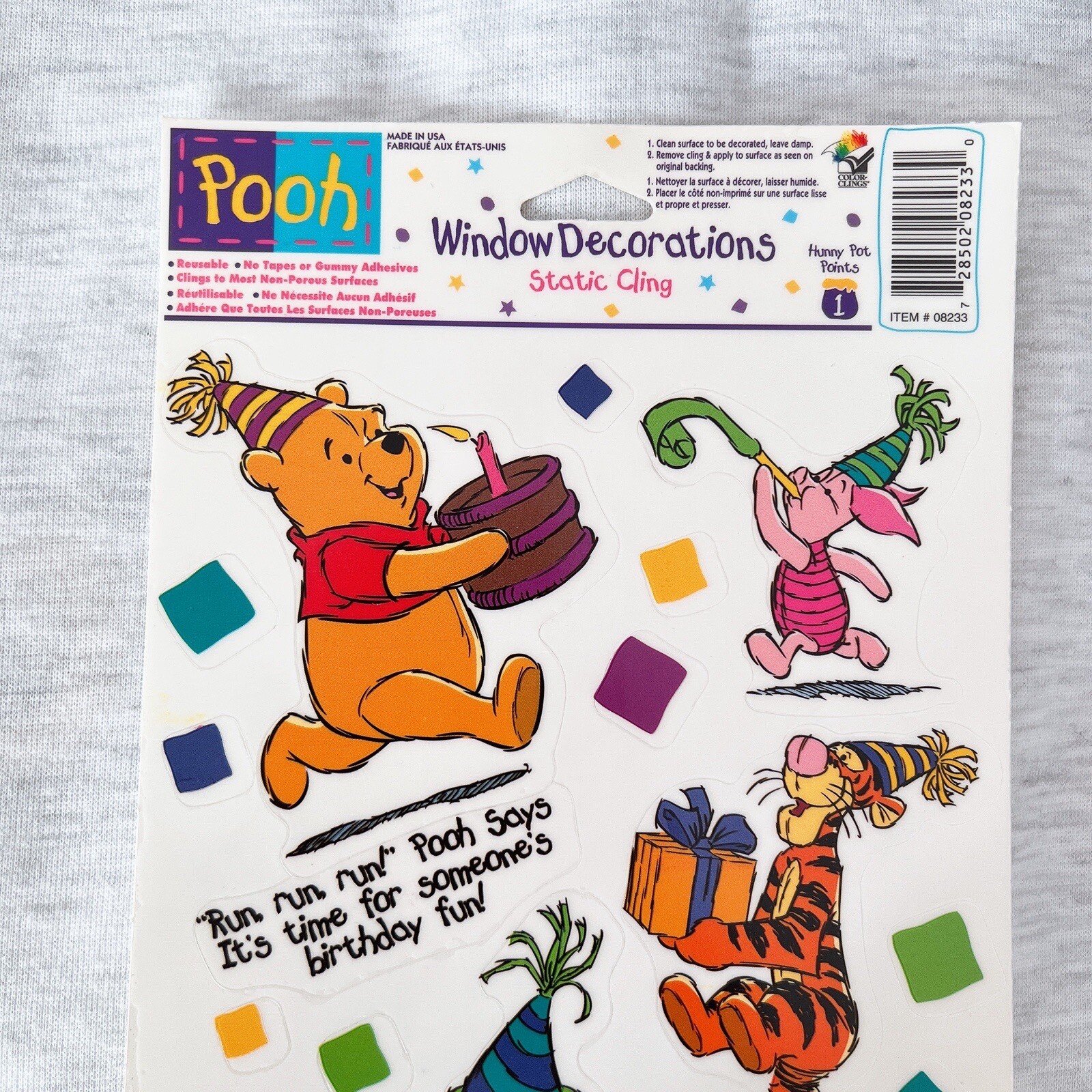 Vintage Winnie The Pooh Piglet Tigger Disney Static Cling Window Decor ...