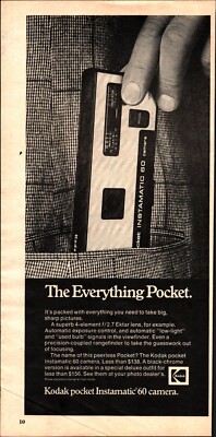 Vintage 1974 KODAK POCKET INSTAMATIC 60 CAMERA Print Ad 1970s RARE e1 ...